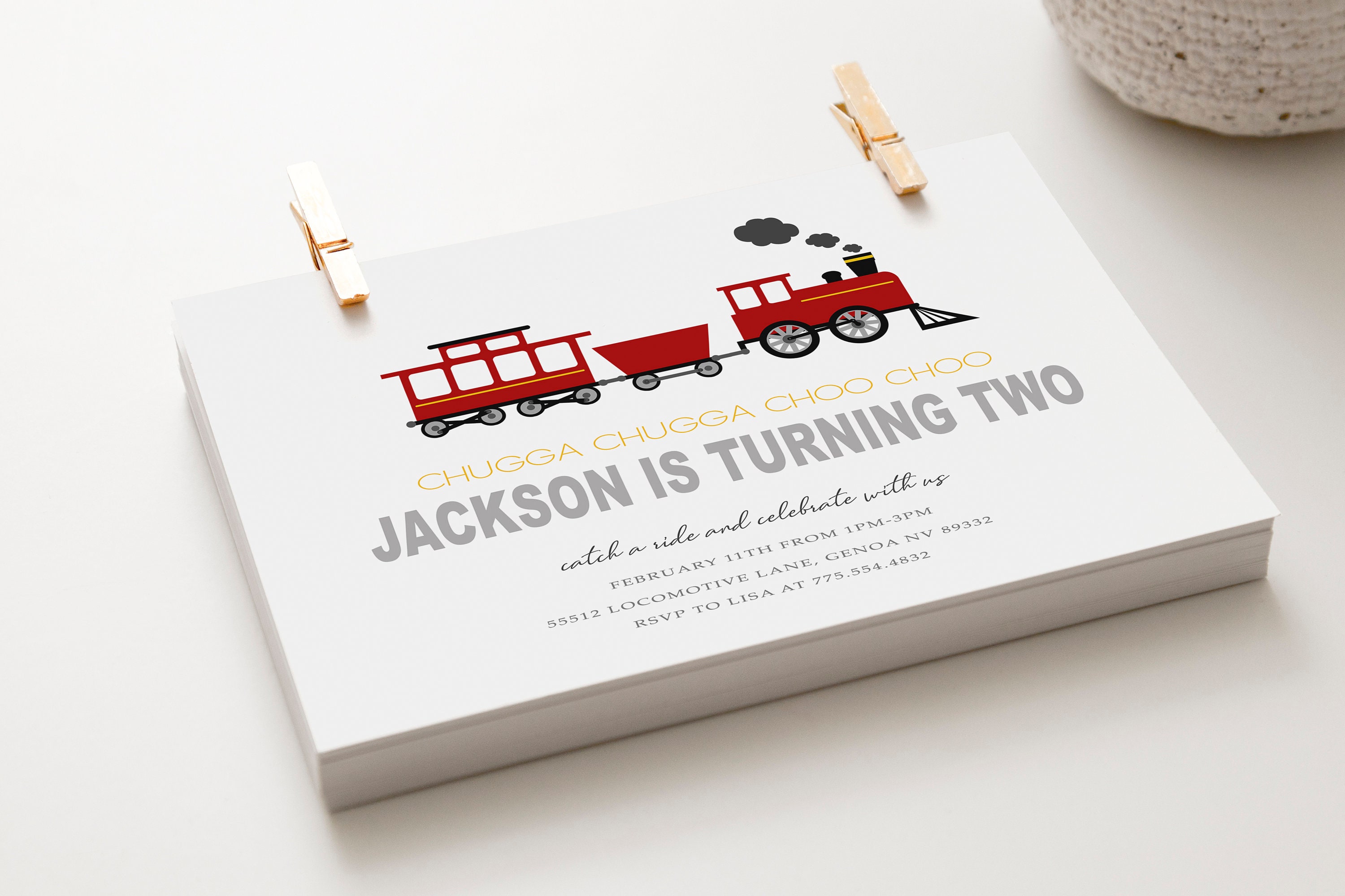 Modern Train Birthday Invitation - Train Invitation - Train Birthday ...