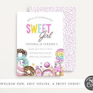 Editable Candy Invitation, Candy Birthday Invitation, Candy Template ...