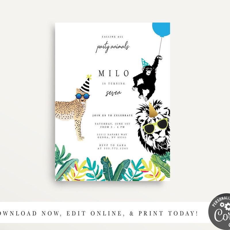 Party Animal Invite - Etsy
