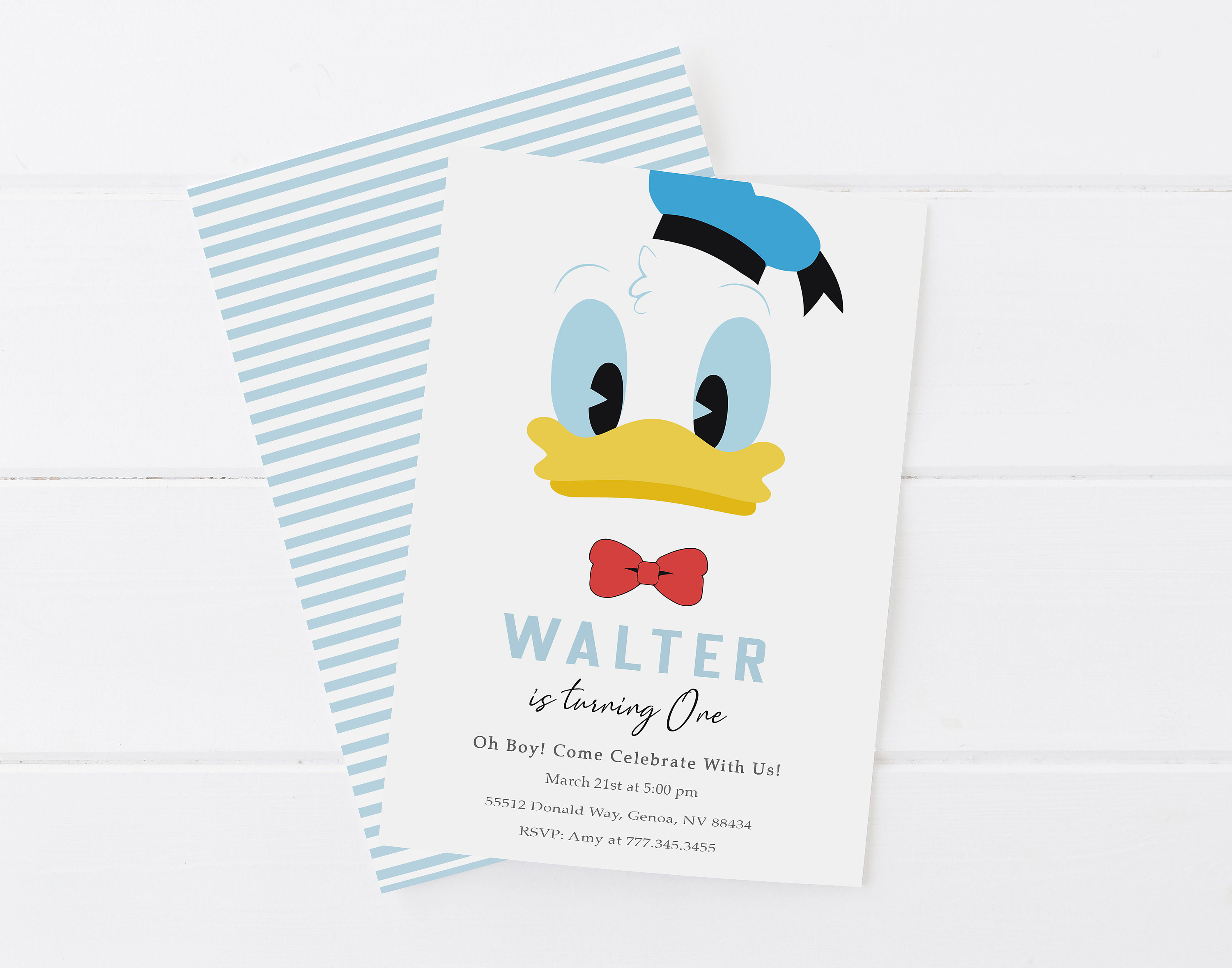 Modern Donald Duck Invitation, Donald Duck Birthday Party, Cartoon ...
