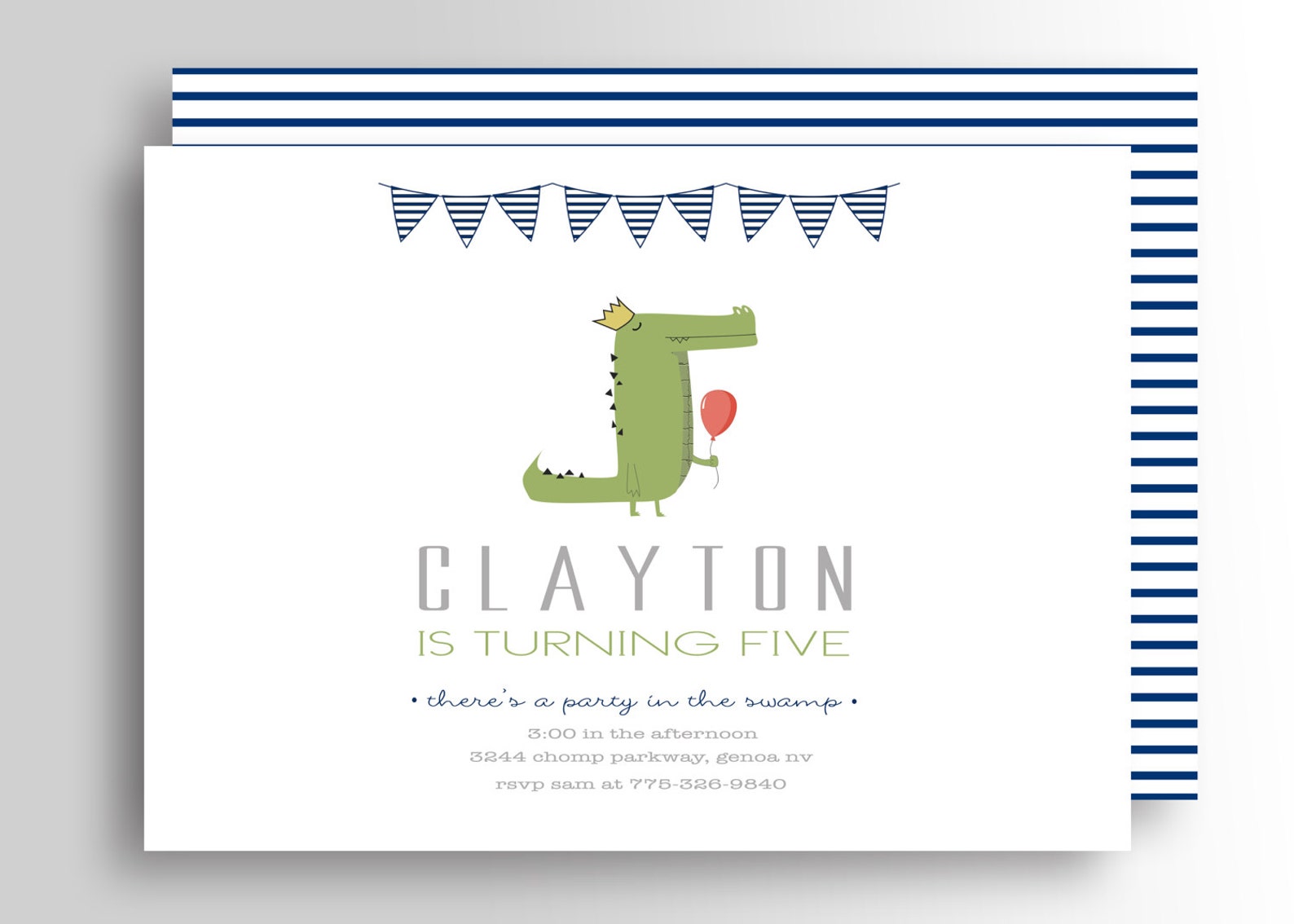 Modern Alligator Invitation, Crocodile Invitation, Printable Birthday ...