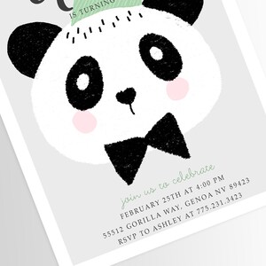 Simple Panda Party Invitation, Modern Panda Invitation, Panda Birthday ...