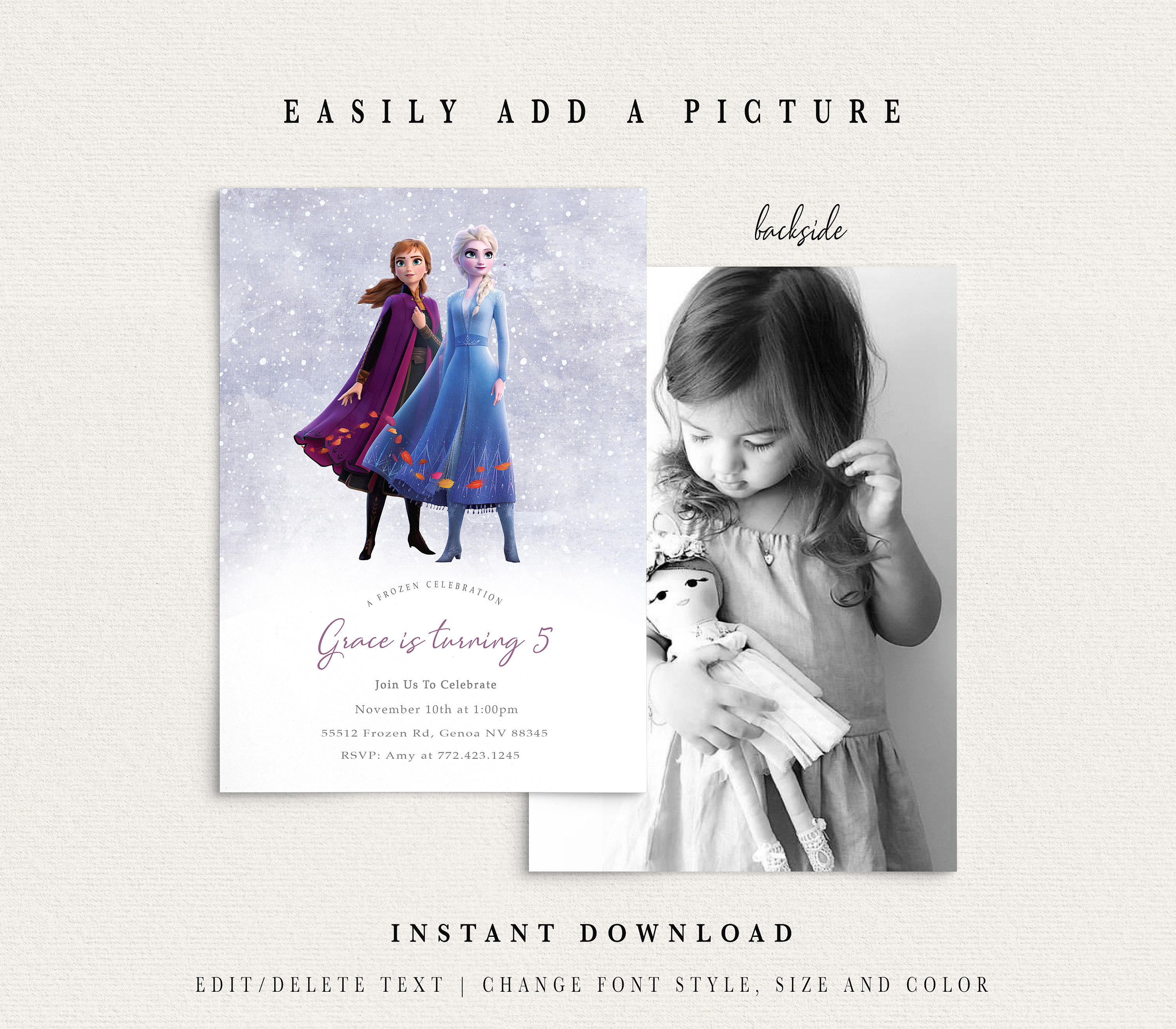 Frozen 2 Birthday Invitation Frozen Birthday Anna and Elsa - Etsy