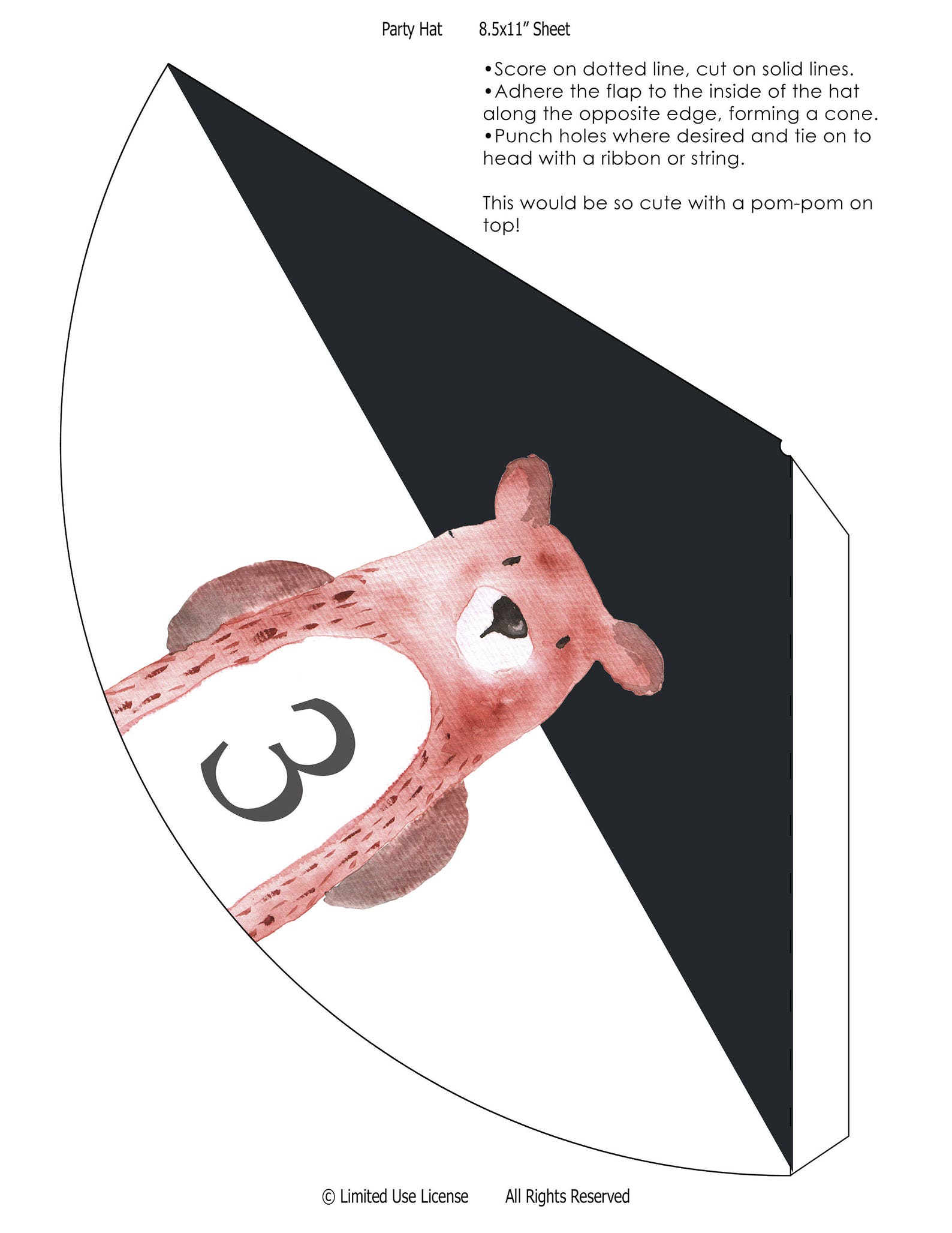 Printable Party Hats Bear Birthday Party Man Cub Birthday | Etsy