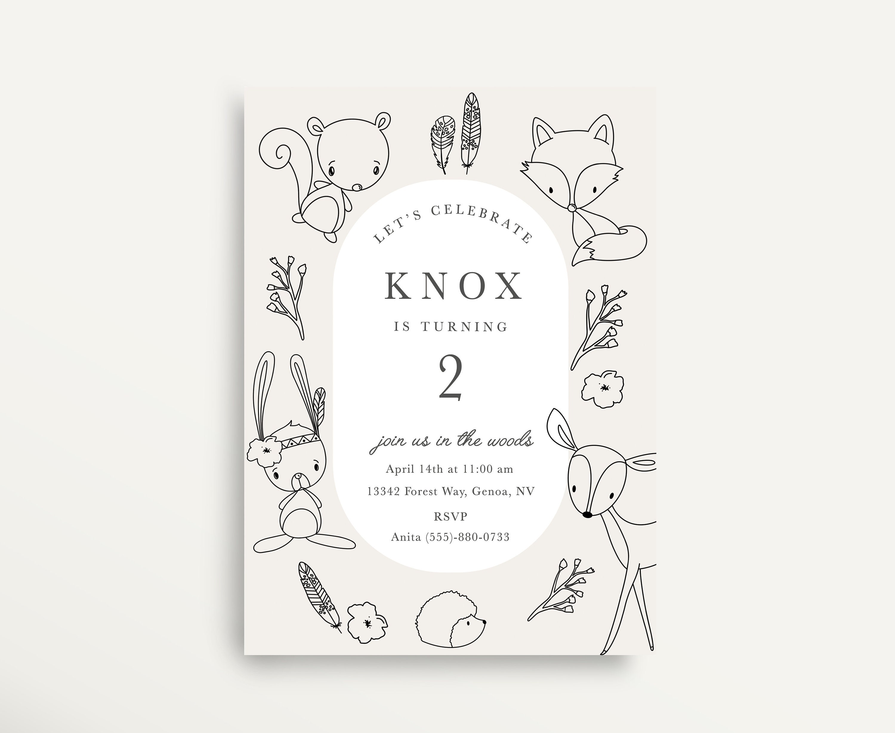 Editable Woodland Invitation Woodland Birthday Invitation | Etsy