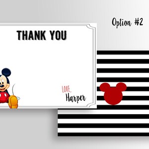 Modern Mickey Mouse Thank You Card, Mickey Mouse Birthday, Mickey Mouse ...