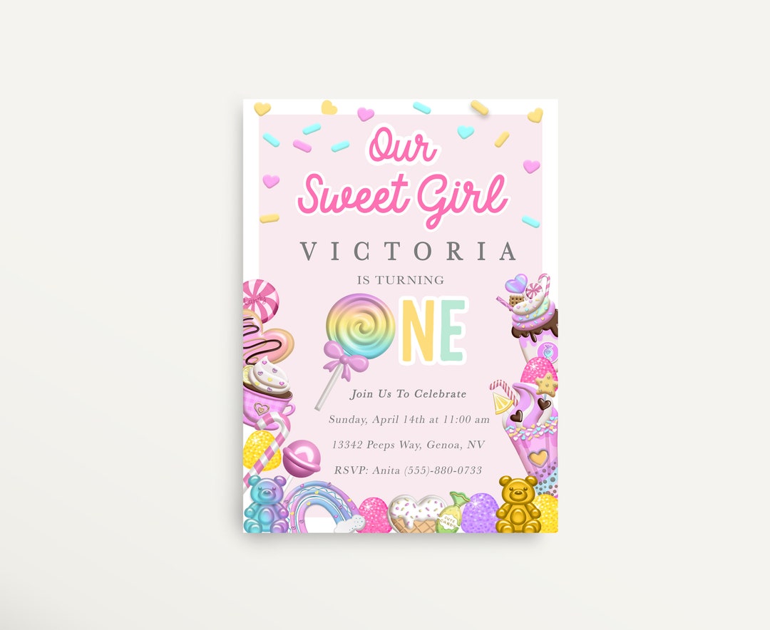 Editable Candy Land Birthday Party Invitation. Sweet Shoppe Birthday ...
