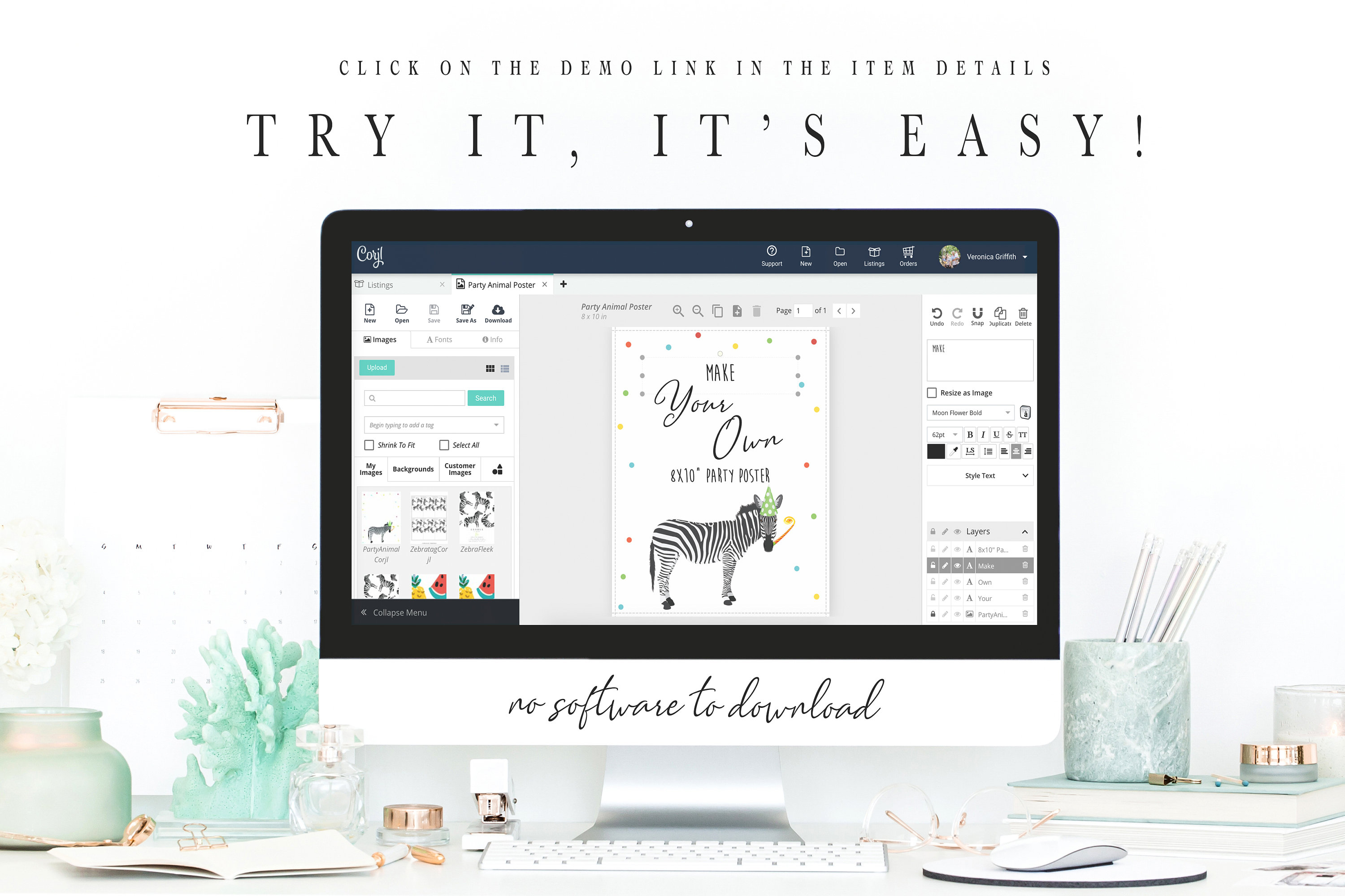 Modern Simple Party Animal Poster Wild Animal Party Zoo | Etsy