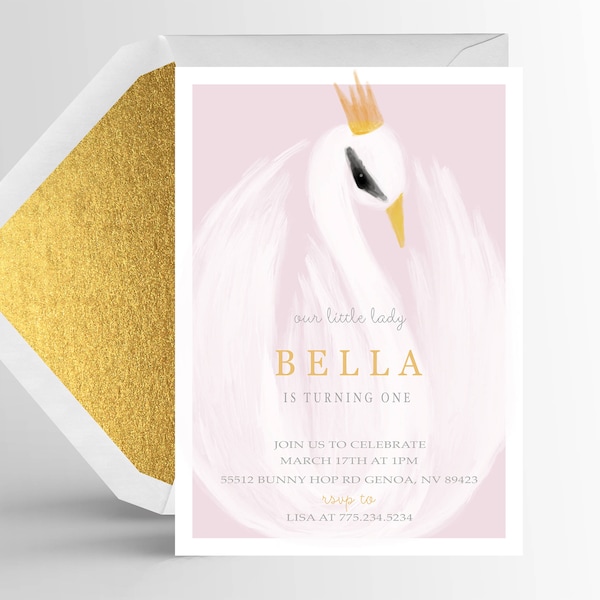 White Swan Invitation - Etsy