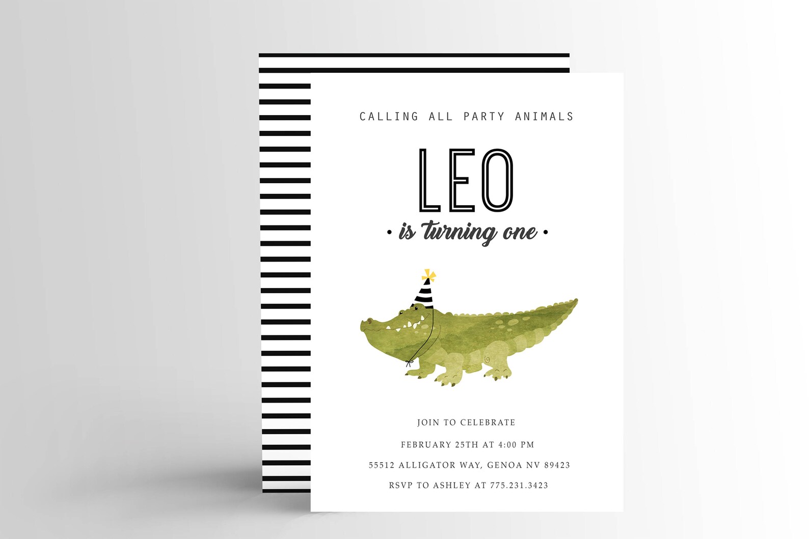 Modern Simple Alligator Invitation, Crocodile Invitation, Printable ...