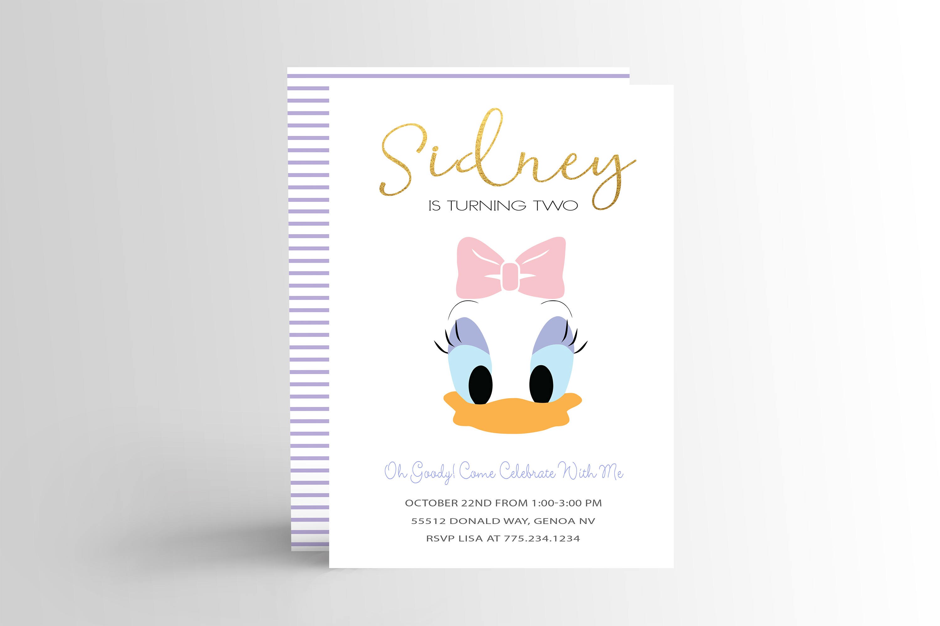 Simple Daisy Duck Invitation, Daisy Invite, Birthday Invitation, Daisy ...