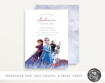 Frozen 2 Invitation Frozen 2 Invite Modern Frozen Birthday - Etsy
