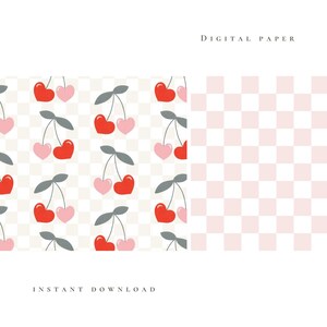 Digital Paper Pack RED CHERRIES, Background, Digital Paper, 8.5x11 ...