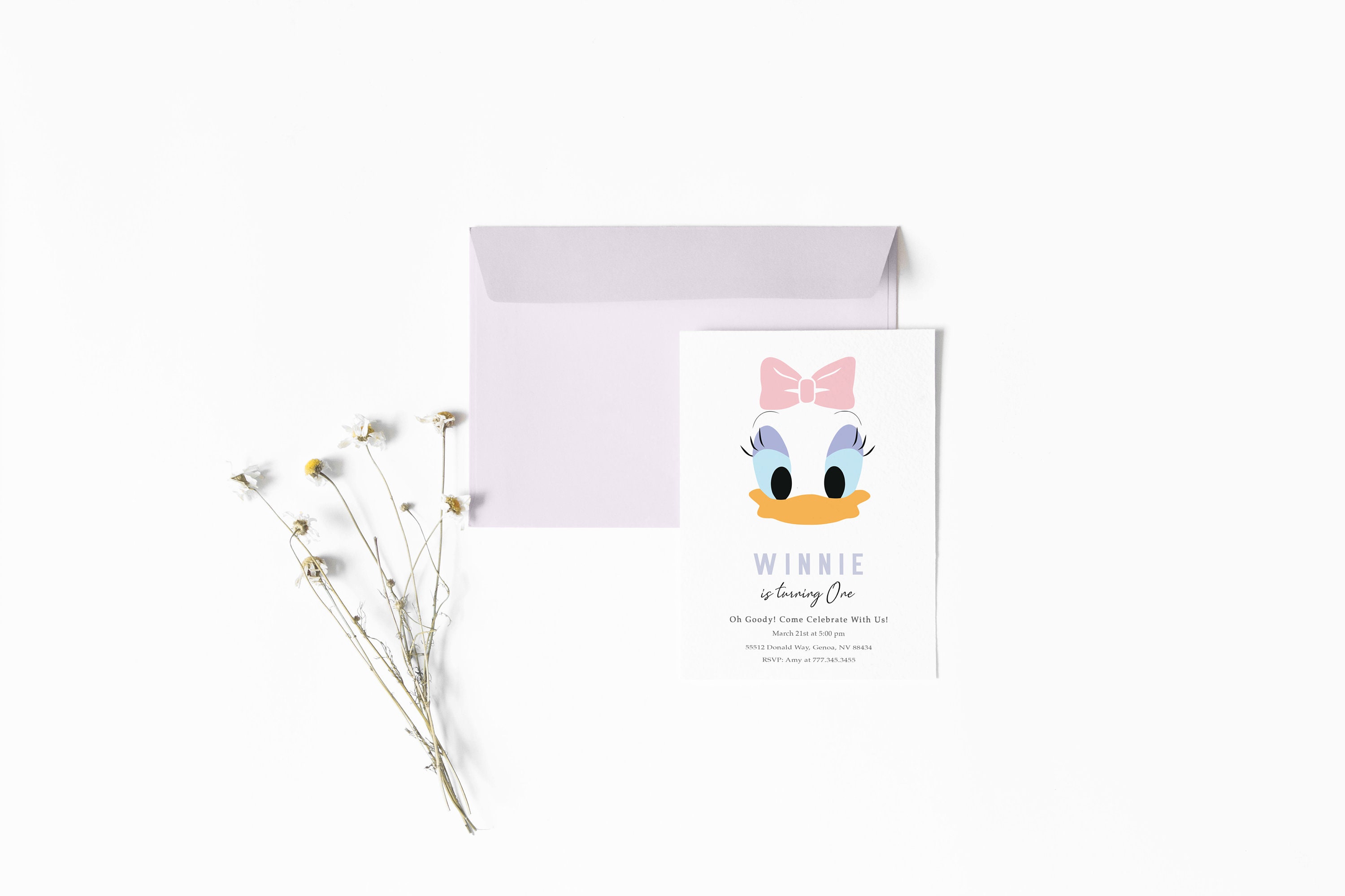 Invitación moderna de Daisy Duck Fiesta de cumpleaños de - Etsy México