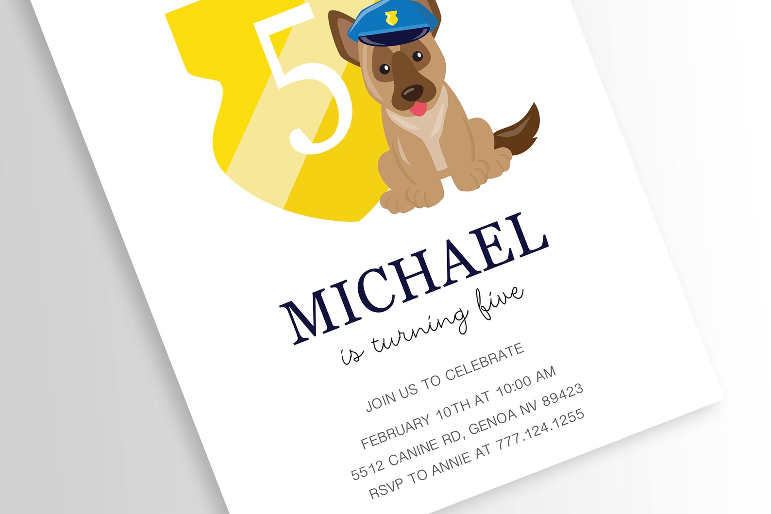 Modern Police Birthday Invitation, Police Invitation, Police Birthday ...