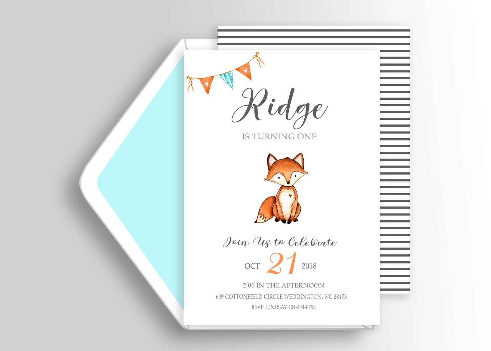 Modern Fox Birthday Invitation Woodland Fox Invitation - Etsy