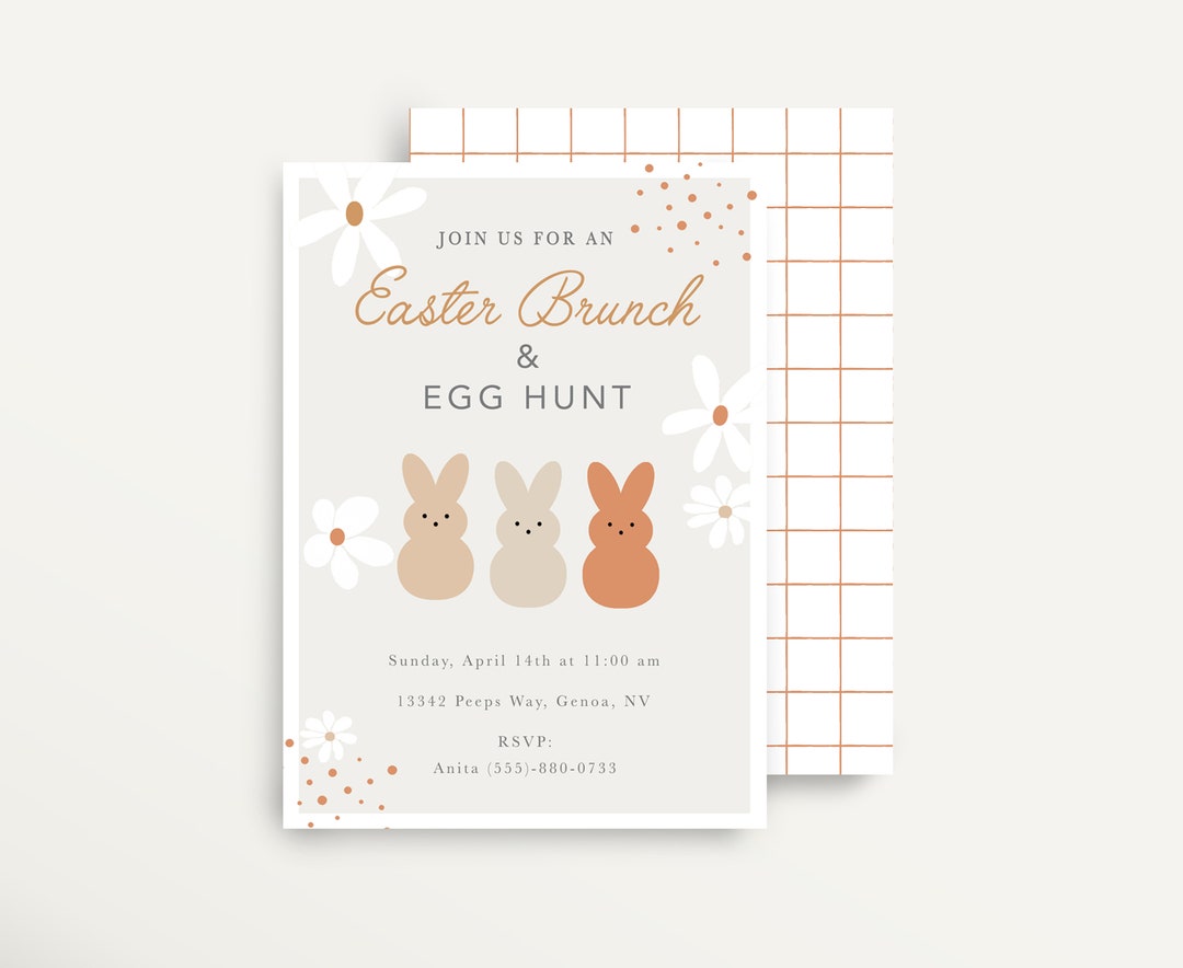 Easter Invitation, Egg Hunt and Brunch, Editable Template - Etsy