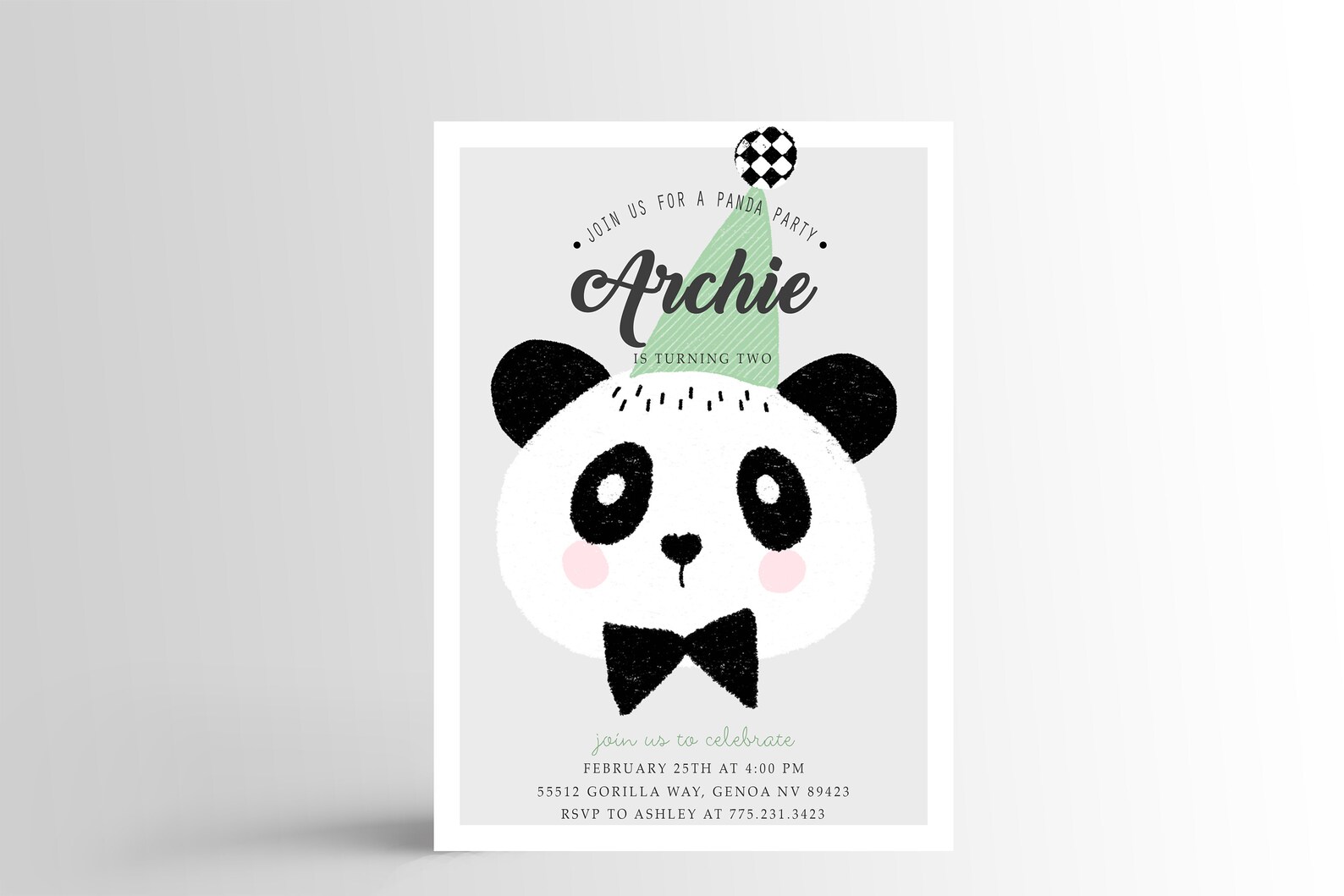 Simple Panda Party Invitation Modern Panda Invitation Panda - Etsy