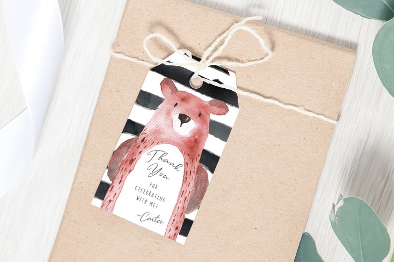 Modern Bear Party Favor Tag Party Favor Tag Bear Simple - Etsy