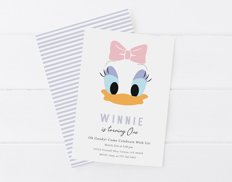 Modern Daisy Duck Invitation Daisy Duck Birthday Party | Etsy