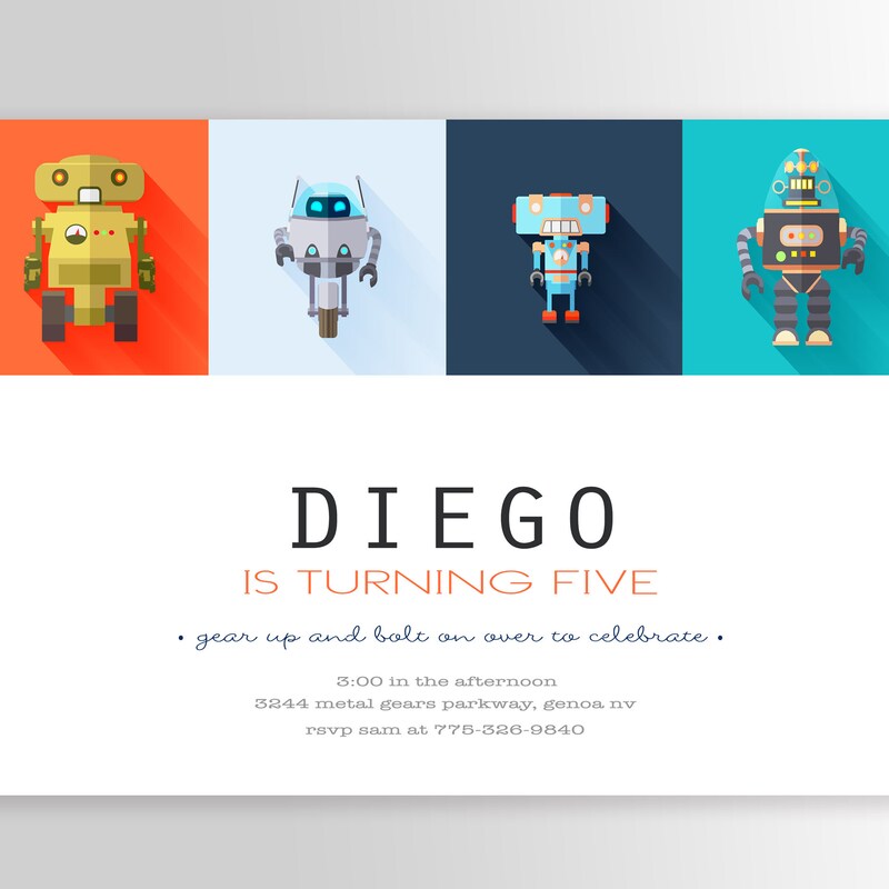 Robot Invitations - Etsy