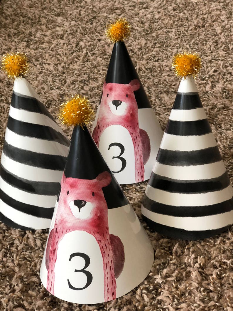 Printable Party Hats Bear Birthday Party Man Cub Birthday | Etsy