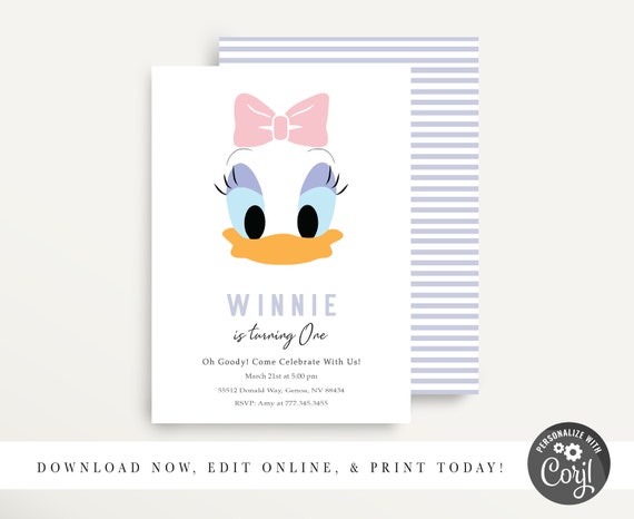 Modern Daisy Duck Invitation Daisy Duck Birthday Party | Etsy