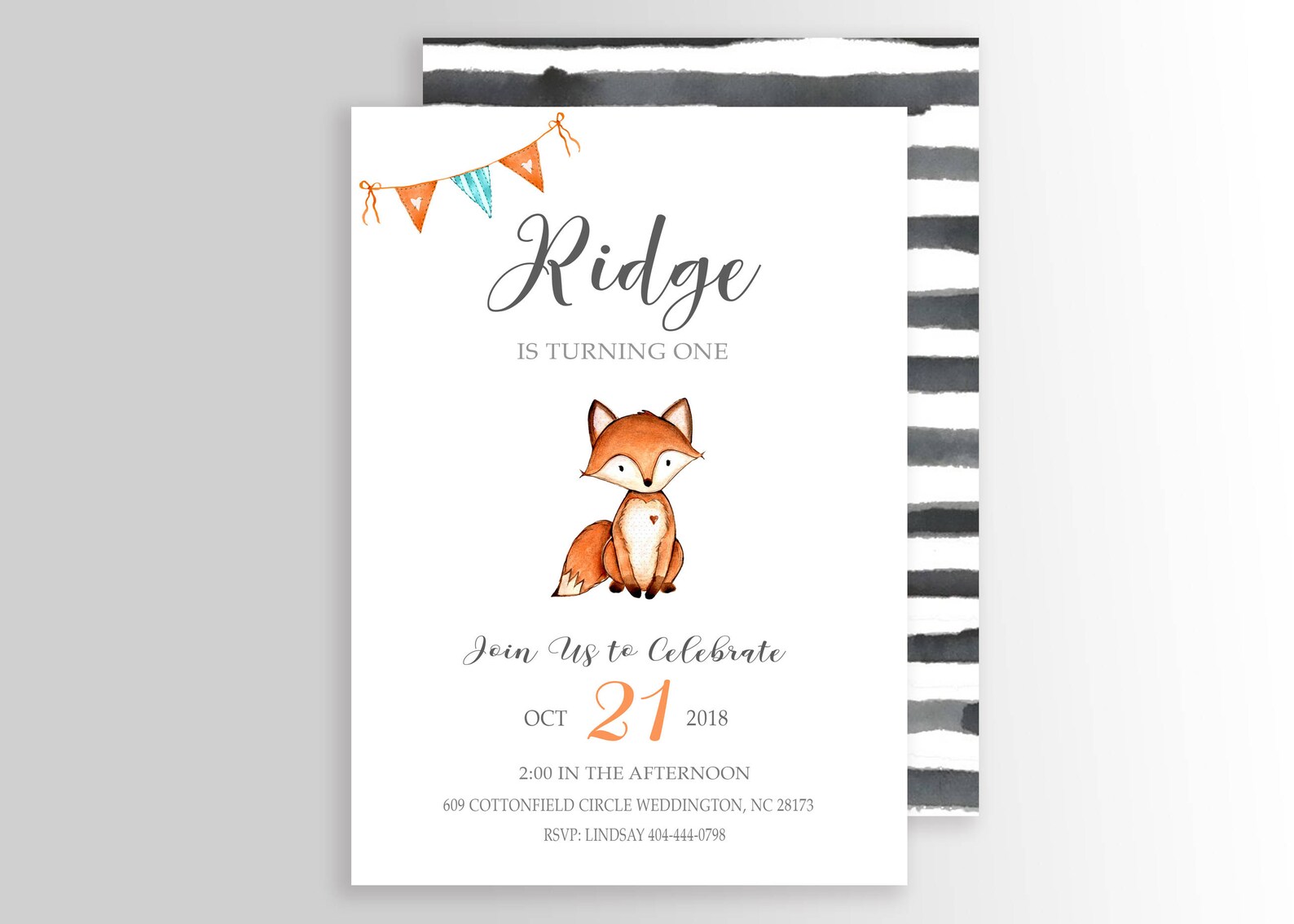 Modern Fox Birthday Invitation Woodland Fox Invitation - Etsy