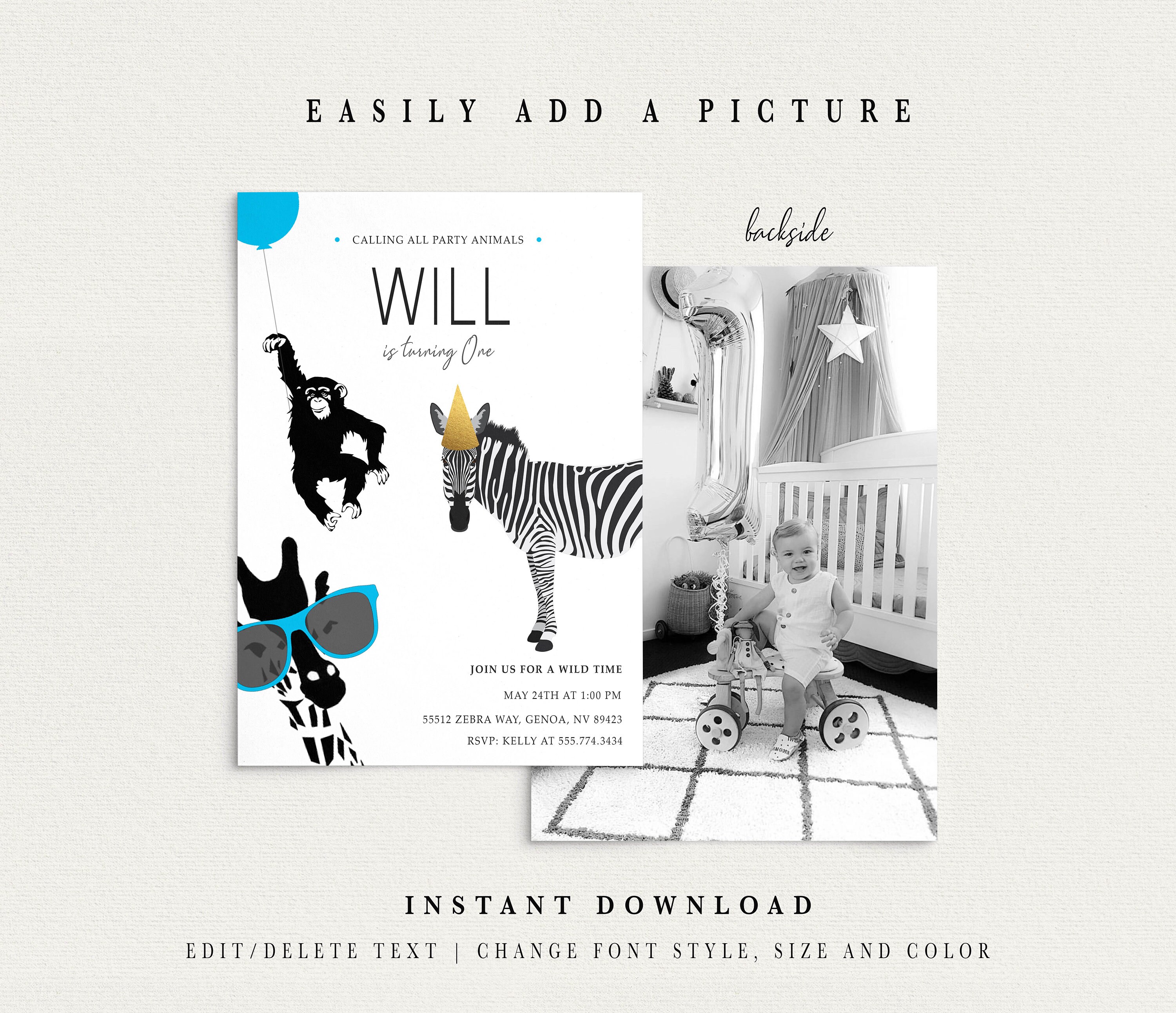 Modern Simple Party Animal Invitation, Wild Animal Party, Zoo ...