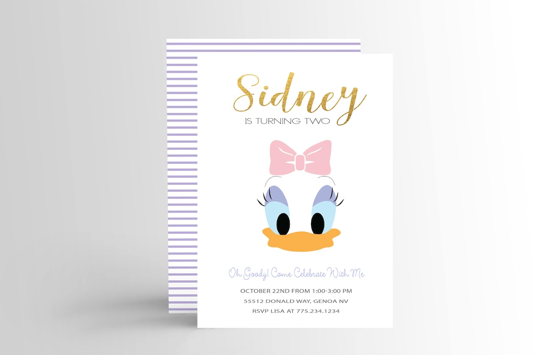 Simple Daisy Duck Invitation, Daisy Invite, Birthday Invitation, Daisy ...