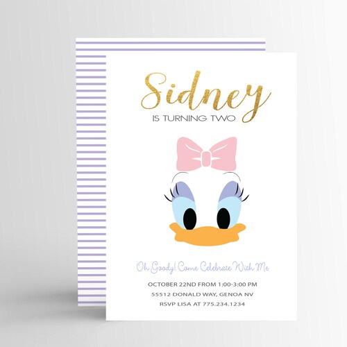 Daisy Duck Invitation Girl Birthday Invitationminnie & - Etsy