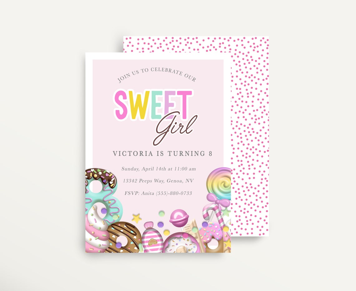 Editable Candy Invitation, Candy Birthday Invitation, Candy Template ...