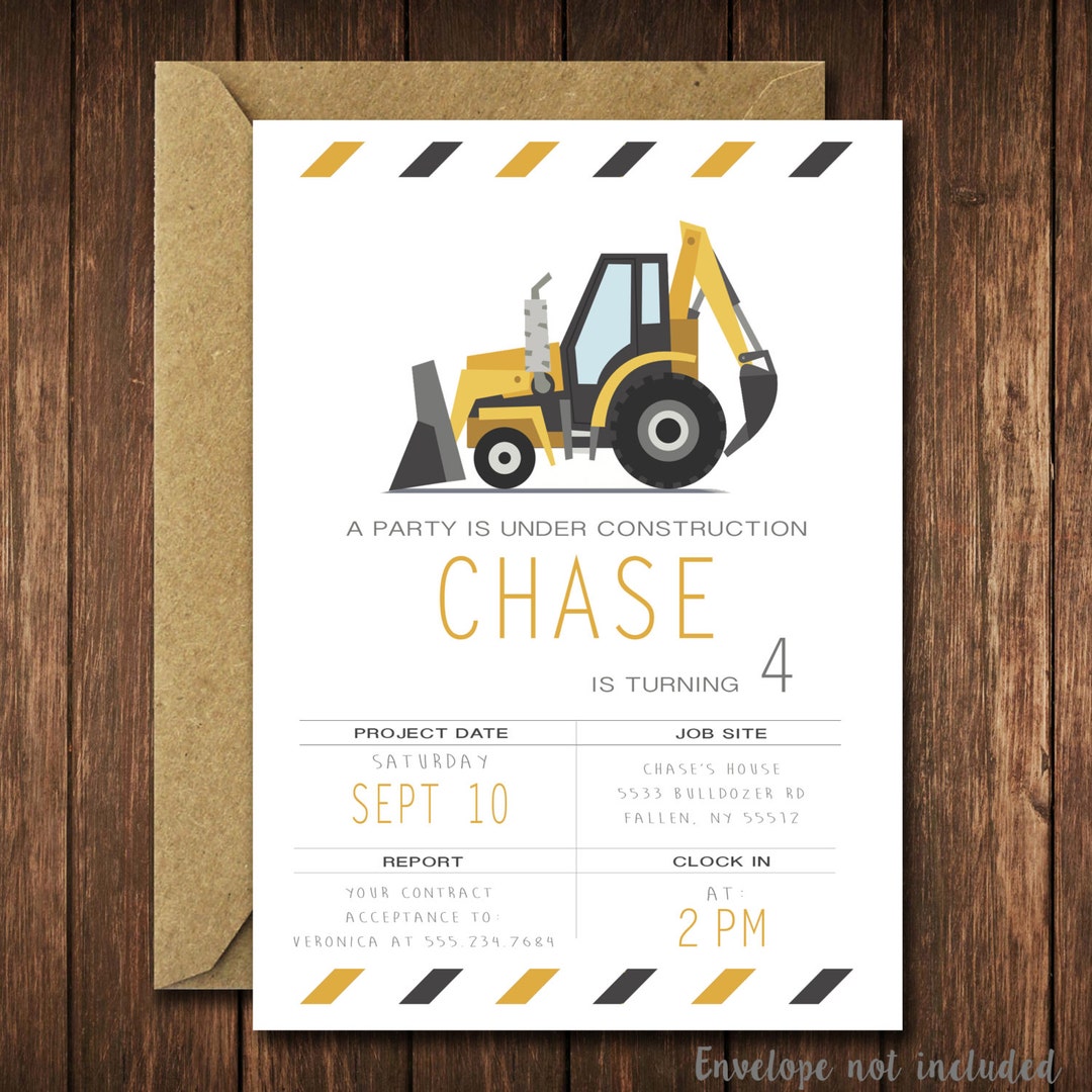 Modern Construction Birthday Invitation - Etsy