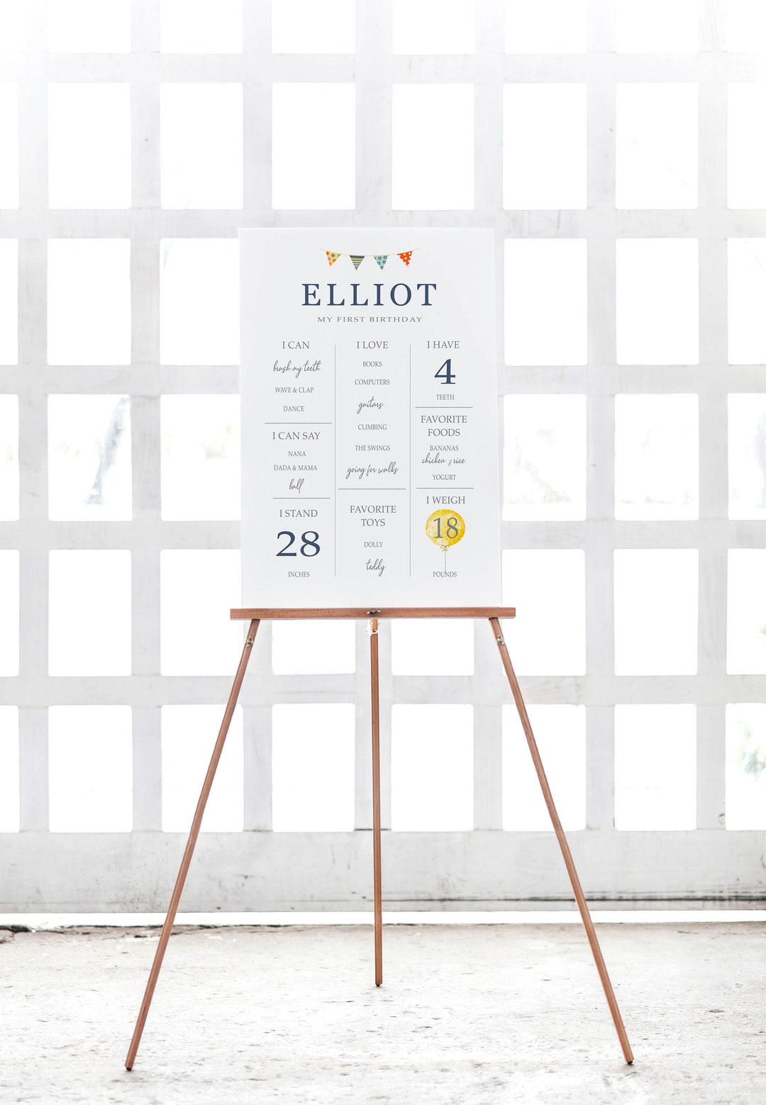 Modern Birthday Poster, Birthday Milestone Poster, Watercolor Balloon ...