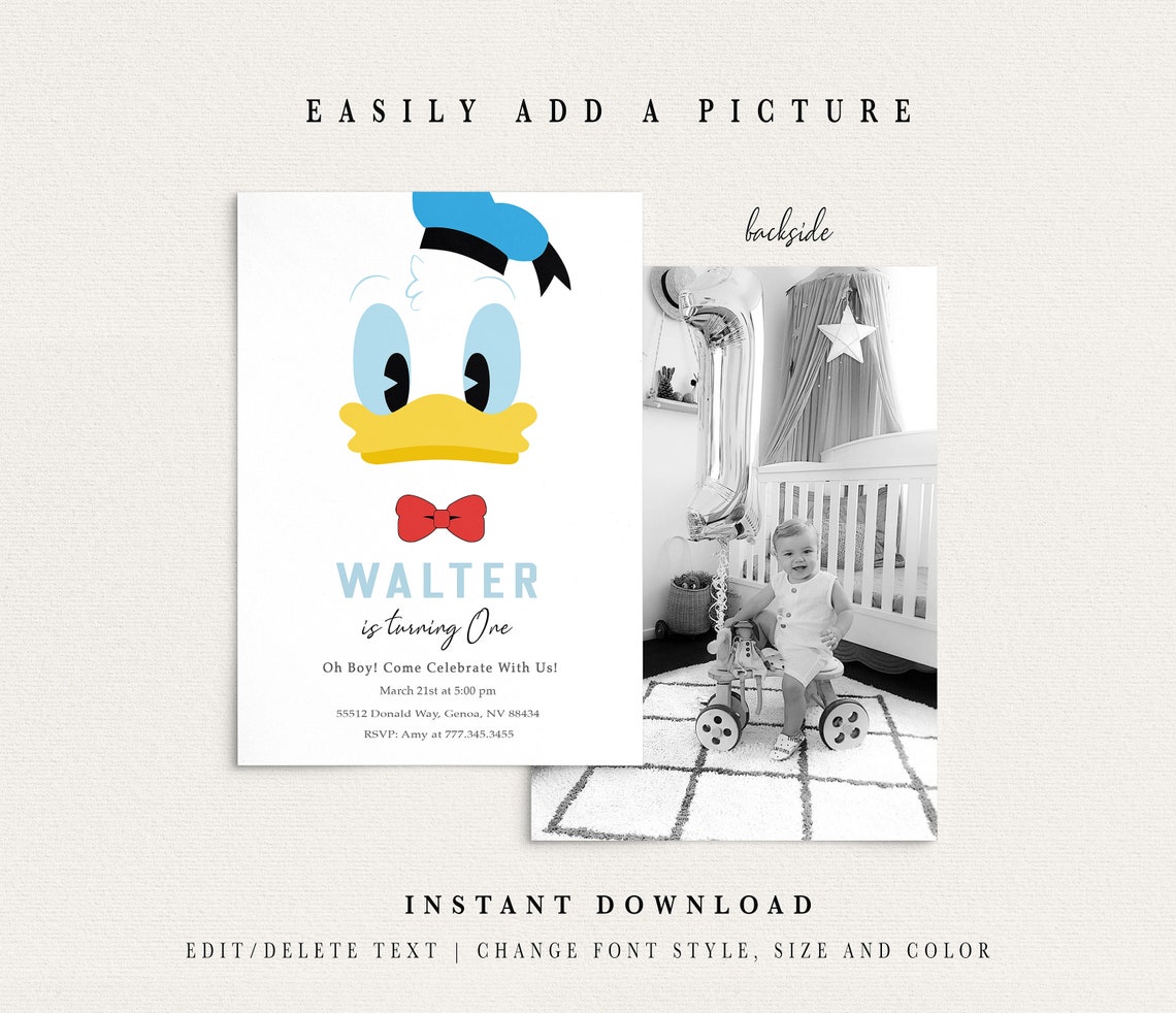 Invitación moderna del Pato Donald Fiesta de cumpleaños del - Etsy México