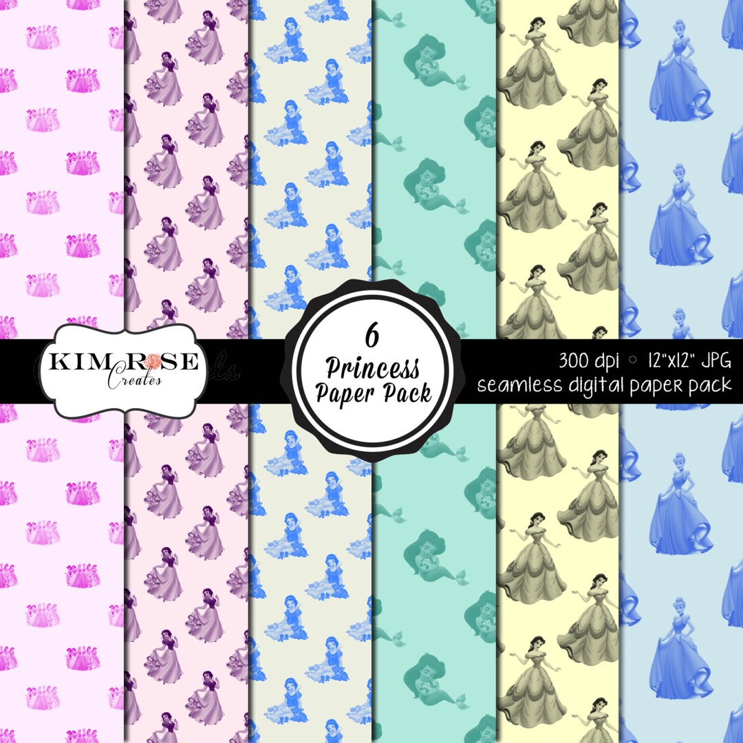 Princess Digital Paper Pack, Scrapbook Papers, 6 Jpg Files 12 X 12 ...