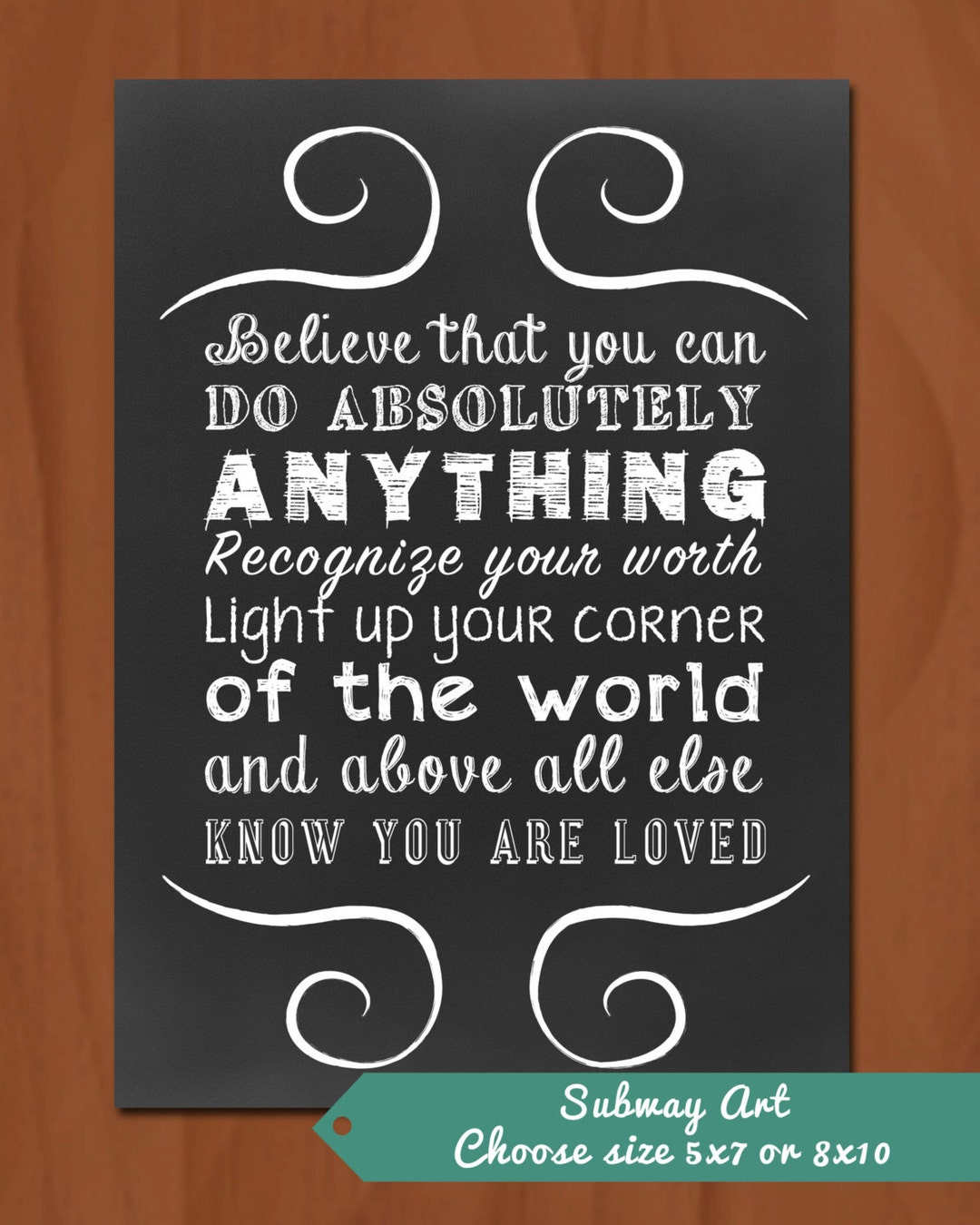 Positive Subway Art - Chalkboard Style - Know You Are Loved - 5x7 - Etsy