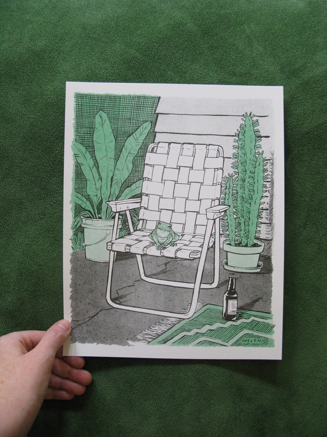 Patio Frog - Small Risograph Art Print - Etsy