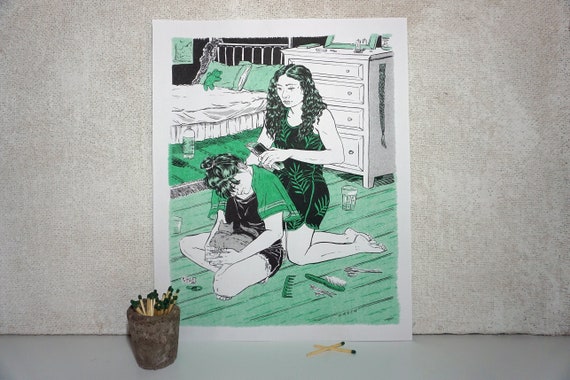 Nape Shave Large Risograph Art Print - Etsy