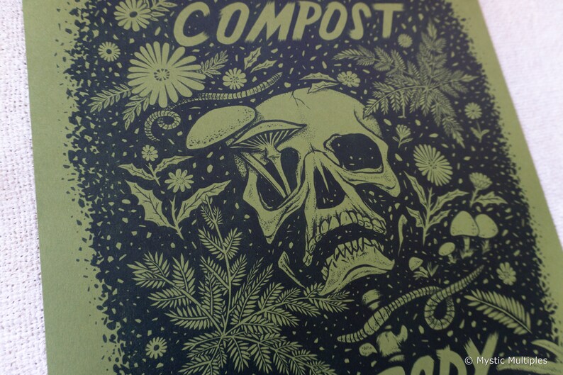 Compost My Body - Green Risograph Art Print - Etsy