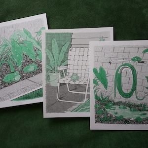 Patio Frog - Small Risograph Art Print - Etsy