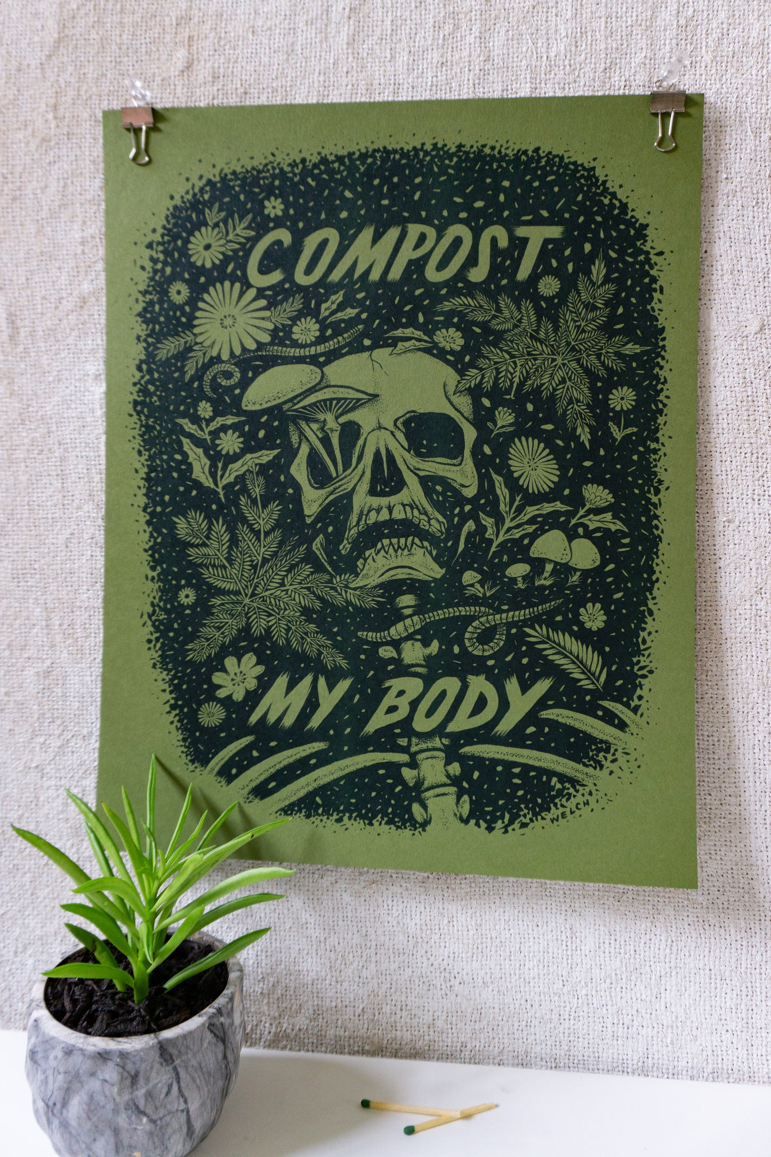 Compost My Body Green Risograph Art Print | Etsy