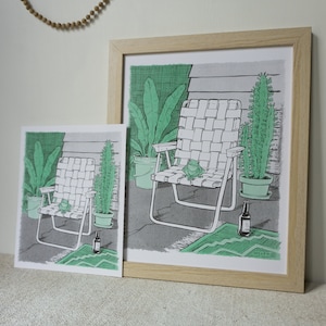 Patio Frog - Small Risograph Art Print - Etsy