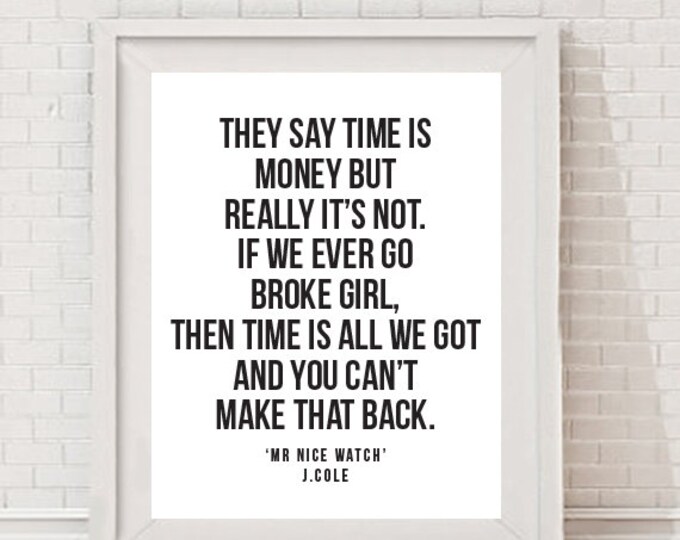 A4 Typography Lyrics Poster, Printable, Decor, Hip Hop - Mr Nice Watch ...