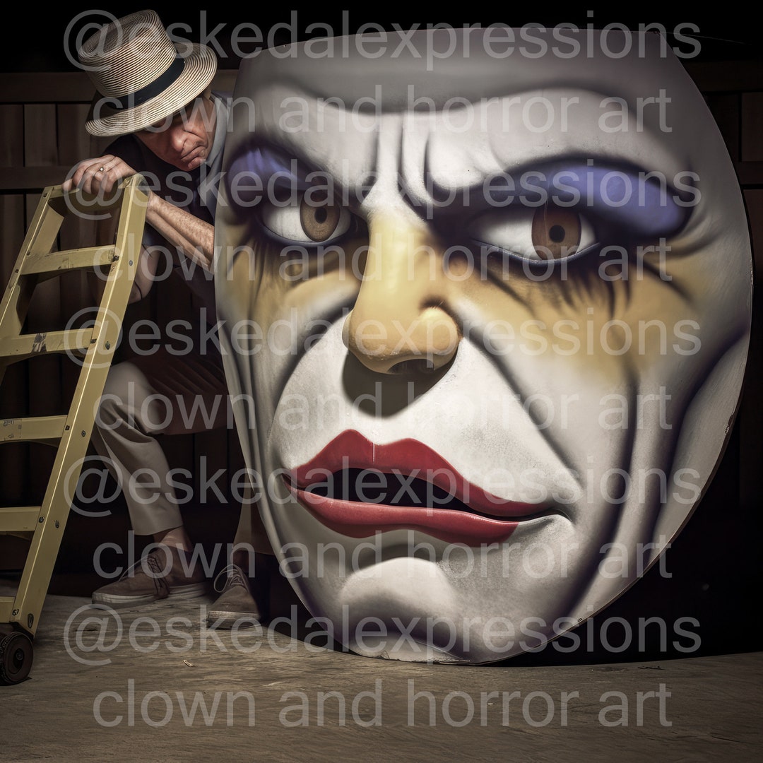 Man Hanging Out With Big Clown Face. Digital Download - Hi-resolution ...