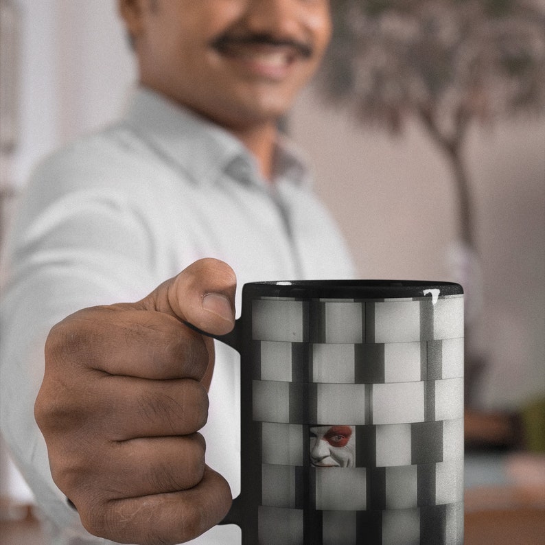 Creepy Peeping Clown Mug - Original Design by Erik Eskedal. Staring ...