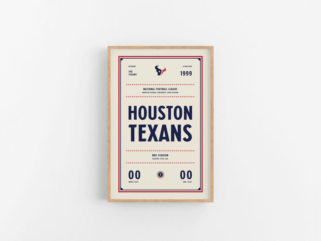 Houston Texans Ticket Print | Wall Art | Vintage Poster | Falcons ...