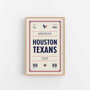 Houston Texans Ticket Print | Wall Art | Vintage Poster | Falcons ...