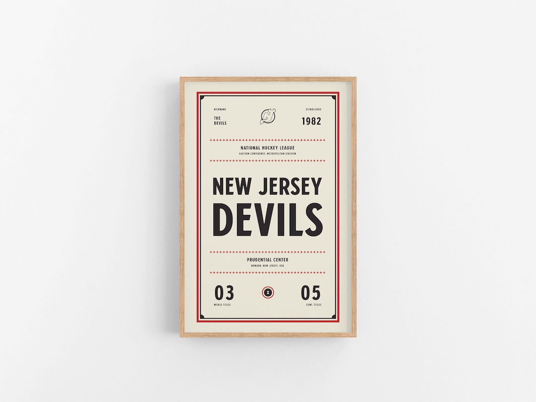 New Jersey Devils Ticket Print | Wall Art | Vintage Poster | Devils Hockey - Etsy Israel