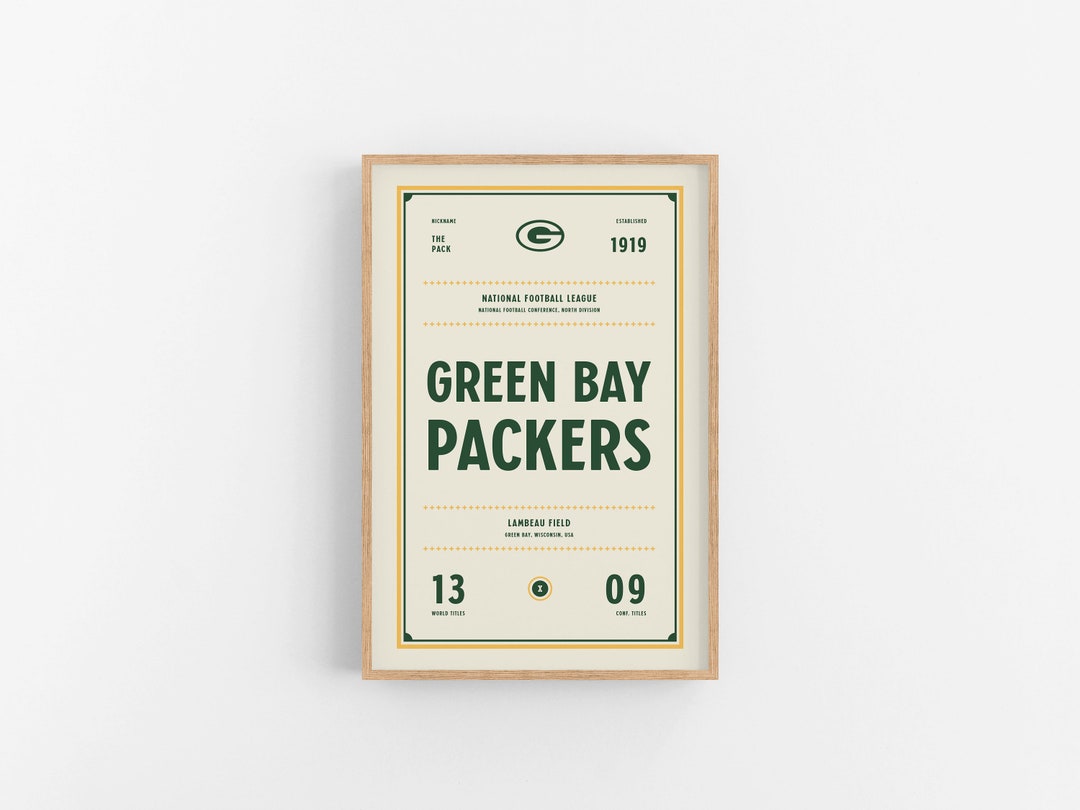 Green Bay Packers Ticket Print | Wall Art | Vintage Poster | Packers ...